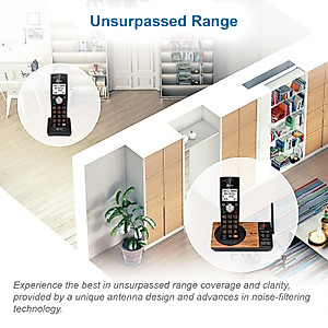 AT&T CL82267 DECT 6.0 2-Handset Cordless Phone for Home with Answering Machine, Call Blocking, Caller ID Announcer, Intercom and Long Range, Black & Wood Grain Finish