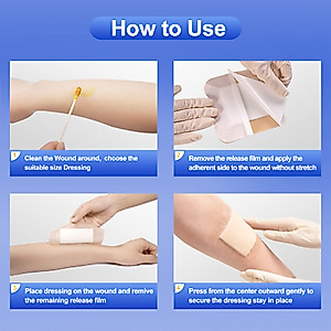 Niceful 5 Packs Silver Calcium Alginate Ropes0.8"x12“, 10 Packs Silicone Foam Dressing 5"x5", Highly Absorbent Wound Dressing Comfortable Wound Pads for Pressure Ulcer