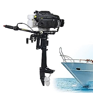 4HP 4 Stroke Outboard Motor Boat Engine 52CC Aluminum Heavy Duty Boat Motor with Air Cooling System Fishing Boat Engine (4HP-4 Stroke)