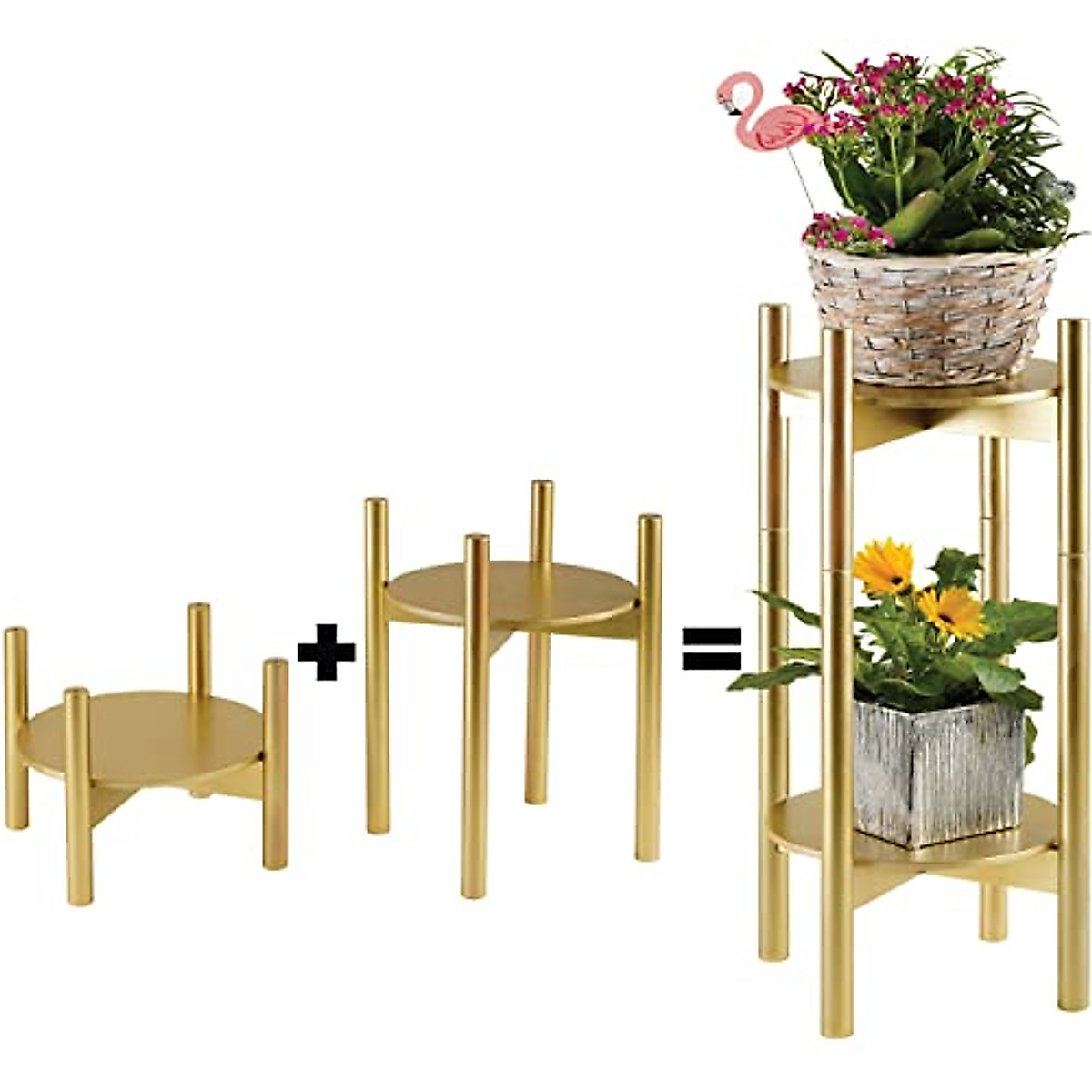 ZPirates Golden Tall Plant Stand Indoor - Tall 26-inch, 12-inch Wide Top - Holder for Small and Large Planter Pots and Flower Vases