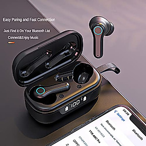 Bluetooth 5.2 Wireless Earbuds, 4 Mic Call Noise Cancelling Wireless Headphones with LED Display, Loud Sound Clear Call Deep Bass in-Ear Headphones with Charging Case Compatible for iPhone Android