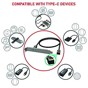 LINKUP - USB 3.2 Gen 2x2 20Gbps USB-C Type Internal Panel Cable Mount Motherboard Header Extension Adapter┃20-Pin A-Key Male with Cover to USB-C Female Connector with PCI Bracket - Right Angle - 60cm