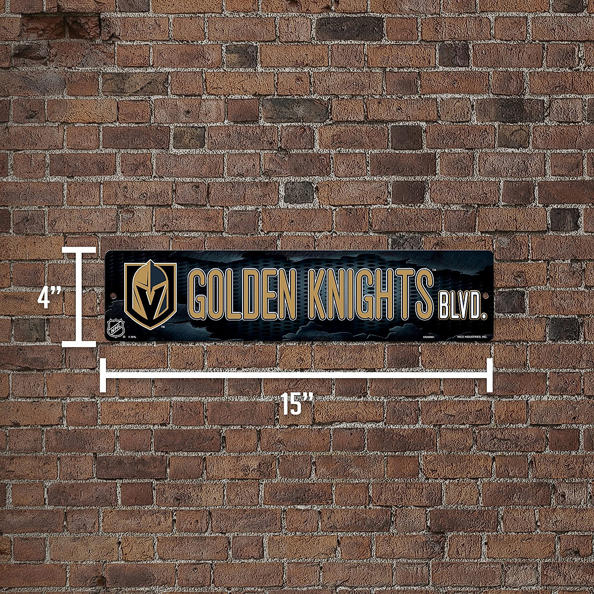 Rico Industries Vegas Golden Knights 16-Inch Plastic Street Sign Décor