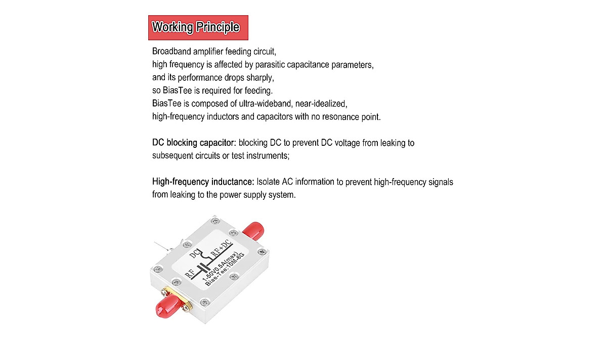 Bias Tee,10MHz-6GHz Bias Tee Broadband Radio Frequency Microwave ...