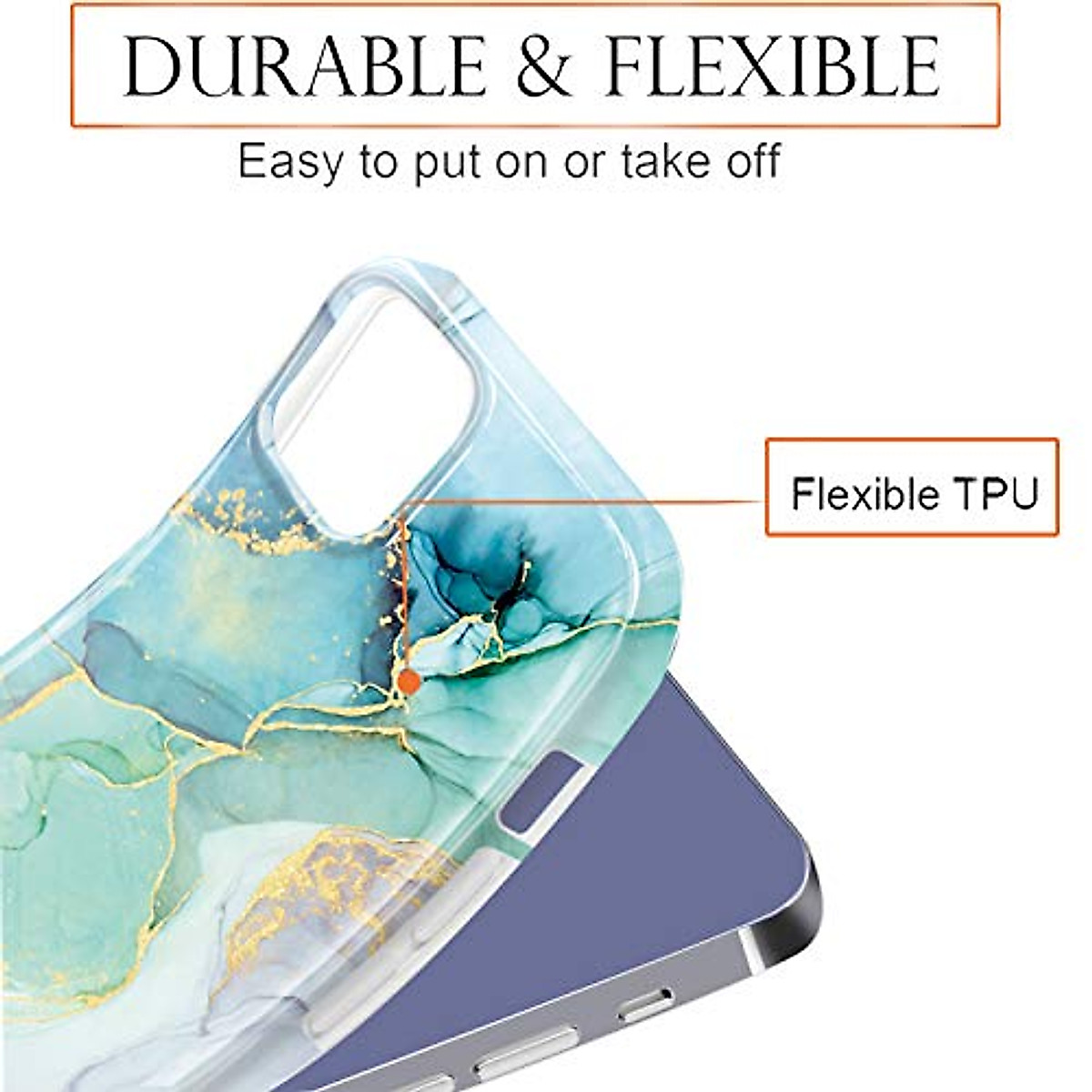 luolnh Gold Glitter Sparkle Case Compatible with iPhone 12 and iPhone 12 Pro 6.1 Inch (2020 Release) Marble Design Shockproof Soft Silicone Rubber TPU Bumper Cover Skin Phone Case-Abstract Mint