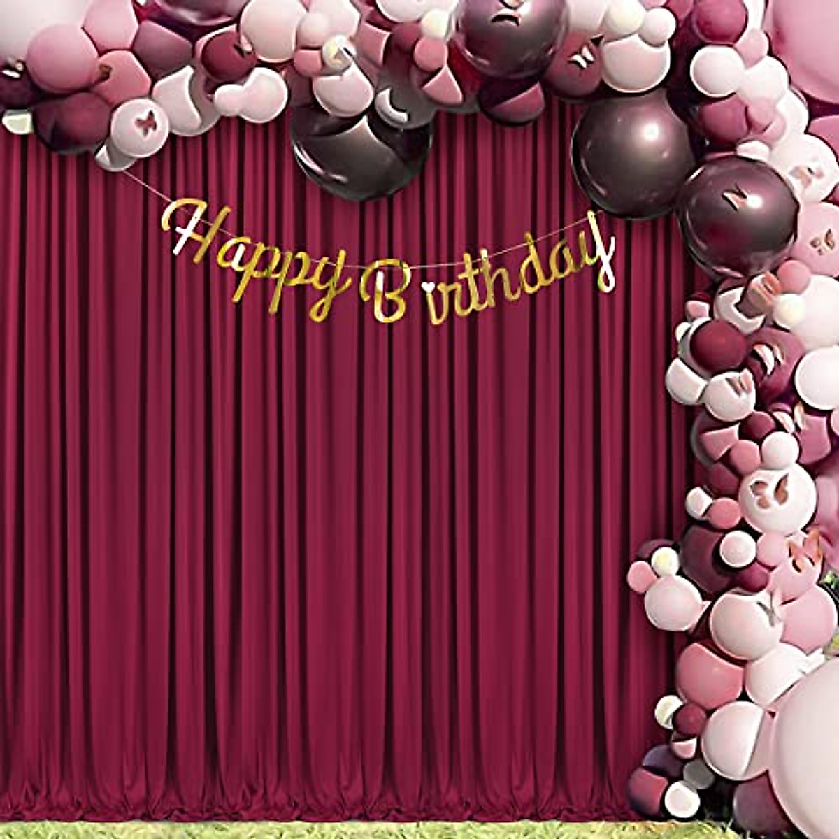 Burgundy Backdrop Curtain for Parties Wedding Wrinkle Free Maroon Photo Curtains Backdrop Drapes Fabric Decoration for Birthday Engagement Ceremony 5ft x 7ft,2 Panels