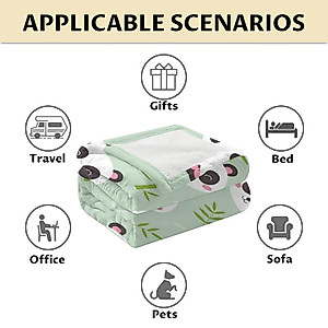 Panda Blanket Gifts - 40x50 Inches Cute Throw Blanket for Kids, Girls & Boys - Green Soft Fuzzy Blankets for Couch, Sofa & Bed