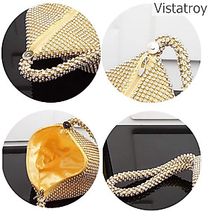 Vistatroy Women's Evening Bag Sparkly Rhinestone Purse Triangle Designer Chain Clutch Purse Bag Party Prom Wedding Purse (A Black)