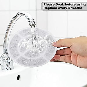 SIBAYS 6 Pack 7" Large Size Activated Carbon Cat Water Fountain F-ilters Replacement 300oz/9L Water Fountain with 5 Layers F-iltration System Pet Water Fountains,Coconut Shell and PP Cotton