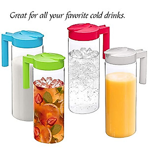 Amazing Abby - Skinny - Tritan Pitcher (64 oz), Unbreakable Plastic Pitcher with Lid, BPA-Free, Heat-Resistant, Dishwasher-Safe, Great for Both Iced and Hot Drinks, Indoors and Outdoors, White