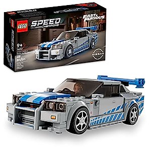 LEGO Speed Champions 2 Fast 2 Furious Nissan Skyline GT-R (R34) 76917 Race Car Toy Model Building Kit, Collectible with Racer Minifigure, 2023 Set for Kids