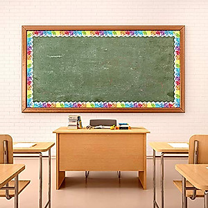 Rainbow Confetti Border Trim, Bulletin Borders Stickers, 66 ft Back to School Decoration Borders for Bulletin Board/Black Board Trim, Teacher Student Use for Classroom School Decoration