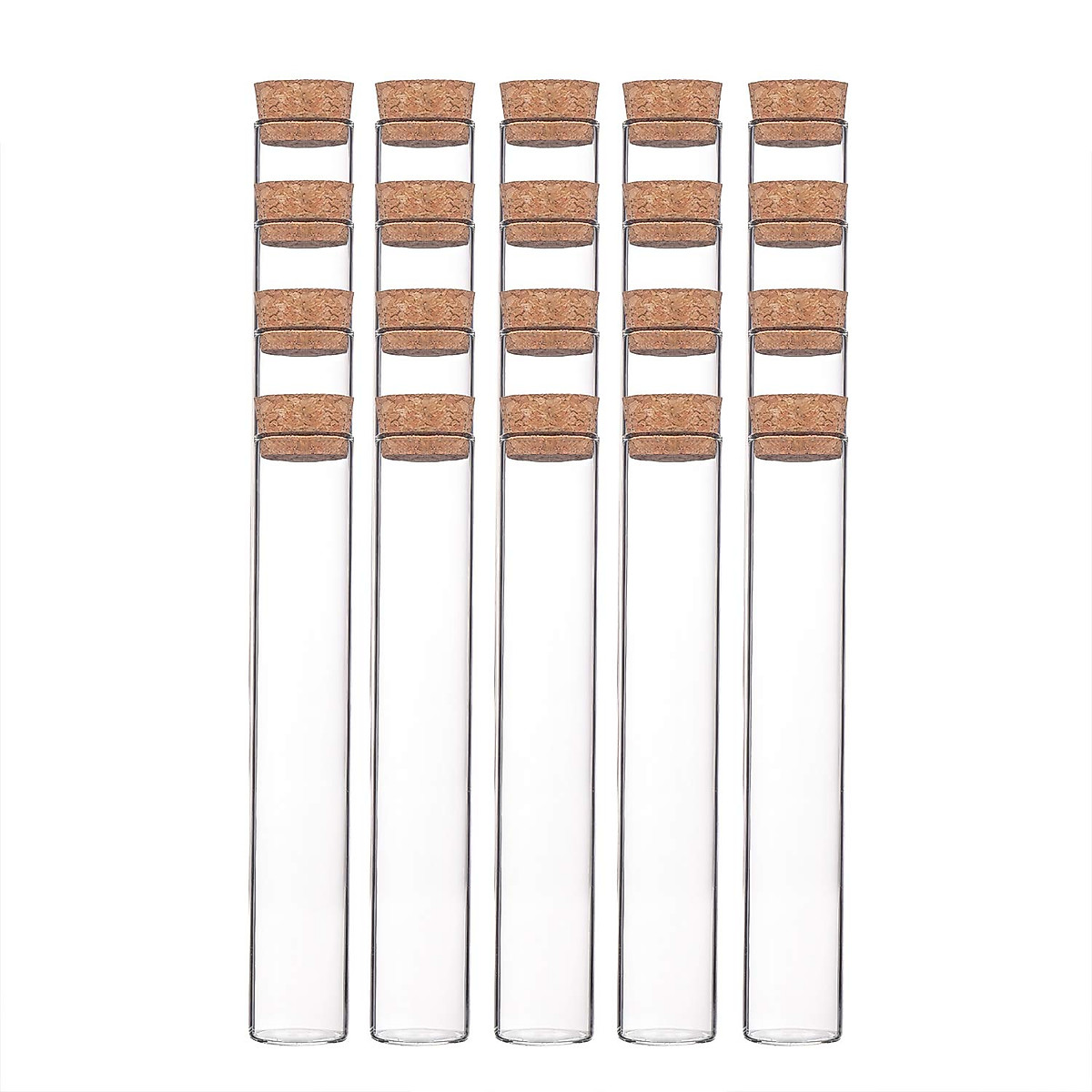 JODIO Glass Test Tubes,18PCS 60ml Clear Flat Test Tubes with Corks Stopper,for Scientific Experiments, Party Decorations, Candy Storage,as Bath Salt Containers(25x150mm)