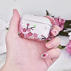 V-MORO Compatible with Airpods Pro/Pro 2 Case, Cute Clear Airpod Pro Case Cover Transparent Protective Case Girl for Apple Airpods Pro [Front LED Visible] Charging Skin Women ( Plum Flower)