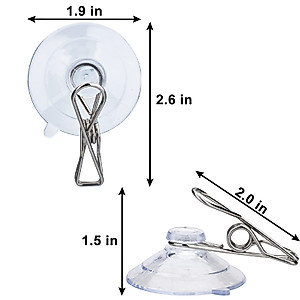 AccEncyc 24Pcs Suction Cup Clips for Windows 2" Suction Clips Clear Suction Cup Clamp Holder Suction Cup with Spring Clamps Sucker clamp Clip Window Swivel Clip with Suction Cup