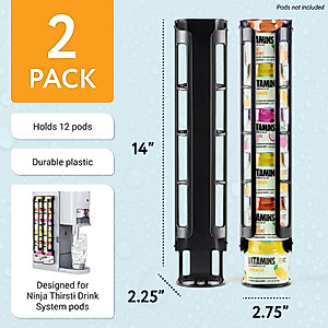 IMPRESA [Holds 12 Pods] Pod Holder for Ninja Thirsti Pods, Saves Space -- Mountable Pod Storage Holder fits Ninja Thirsty Drink System Pod Organizer for Ninja Thirsty Flavor Pods