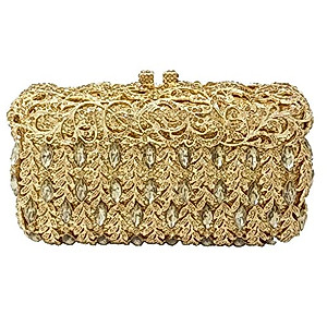 ZLXDP Crystal Women Evening Clutch Bag Hard Case Wedding Party Handbags Purses Metal Clutches