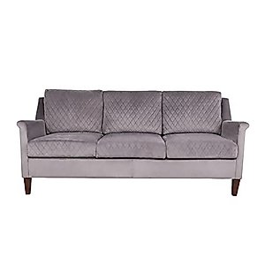 SLNFXC 178x65x49CM Velvet Upholstered Sofa Couch Pine Plywood Furniture Light Grey/Garden (Color : Gray, Size : Three Seat)