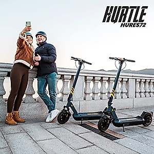 Hurtle Folding Electric Scooter - 10” Honeycomb Tires, 25 Miles Range, 19 MPH Max Speed, 500W 36V Brushless Motor Escooter with App Control, E-ABS Front Drum & Rear Disc Brakes, E-Scooter for Adult