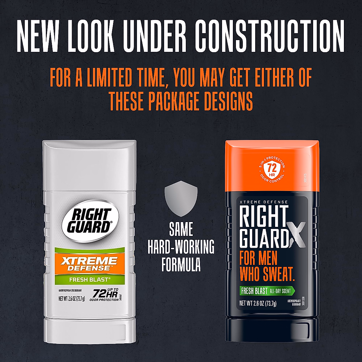 Right Guard Xtreme Defense Antiperspirant Deodorant Invisible Solid Stick, Fresh Blast, 2.6 Ounce , 4 Count (Pack of 1)