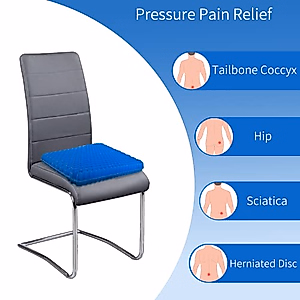 Large Office Chair Cushion Seat Cushions, Cooling Car Wheelchair Bleacher Computer Chair Pad, Gel Seat Cushion for Long Sitting, Coccyx Hip Sciatica Tailbone Lower Back Pain Sore Relief (17"×17")