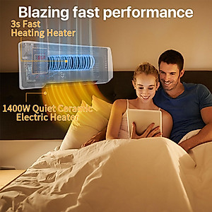 Wall space heater electric heaters for indoor use large room 1400w fast heating 6H Timer heater for office bathroom Overheat Protection Feature