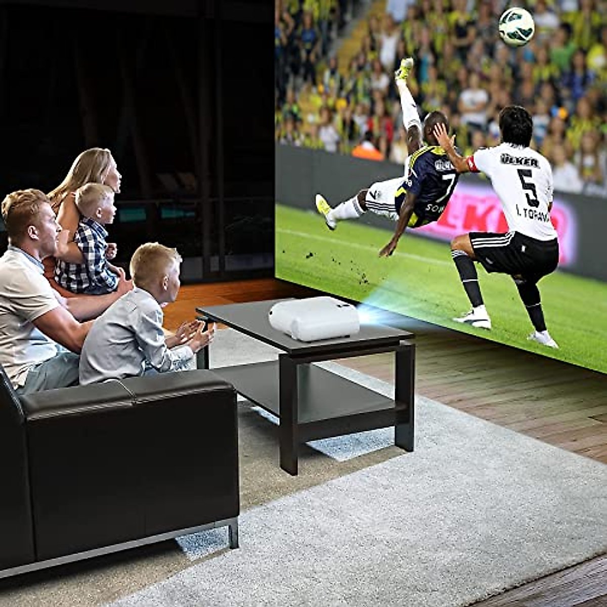Mini Projector with Projector Screen, BACAR 6000 Lux Portable Projector Support 1080P HD 200" Display Compatible with HDMI USB VGA AV TF iOS & Android PS5 Home Projector Stand Carry Case Included
