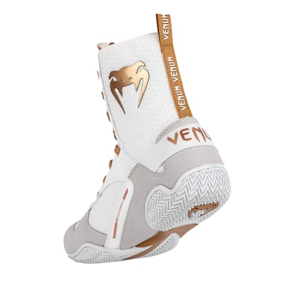 Venum Mens "Elite" Boxing Shoes, White/Gold, 10 US