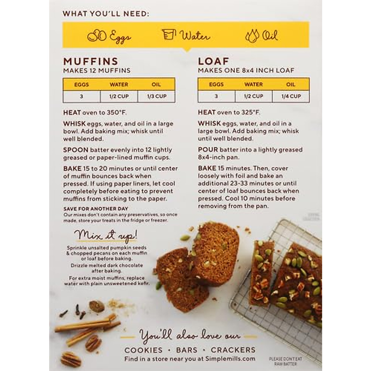 Simple Mills Almond Flour Baking Mix, Pumpkin Muffin & Bread Mix - Gluten Free, Plant Based, Paleo Friendly, 9 Ounce (Pack of 1)