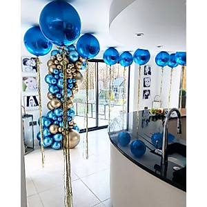 6 Pack Blue Balloons 22 Inch 4D Big Round Foil Balloons Blue Metallic Balloons for Wedding Birthday Bridal Shower Baby Shower Decorations Party Supplies