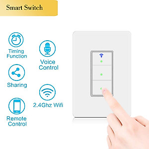 Smart Light Switch, Triple switches WiFi Smart Switch Button, Compatible with Alexa and Google Home, Remote Control with Timing Funtion, No Hub Required,Smart Life APP Provides Control from Anywhere
