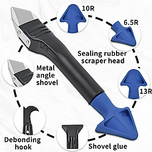 Silicone Caulking Tools 6 in 1,Caulk Removal Tool for Bathroom,Kitchen,Floor,Window,Sink Joint,Frames Seal