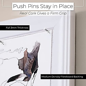 SKL Products Cork Board - 30" x 20" Large, Framed, White Bulletin Board for School, Home, Kitchen & Office Walls