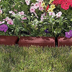 Suncast 12" Interlocking No Dig Brick Border Landscape Edging, Brown