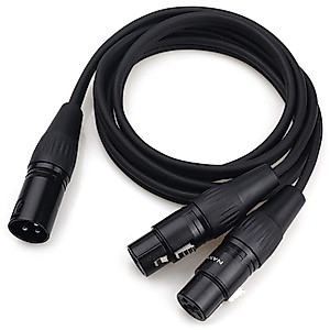 NANYI XLR Splitter Microphone Cable XLR to XLR Patch Cables 3-Pin XLR Male to Dual XLR Female Y Cable Adaptor mic Cable DMX Cable Patch Cords with Oxygen -5FT