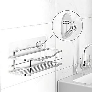 Comsmart Shower Caddy Adhesive Replacement, No Drilling Strong Stick 2 PCS Transparent Rectangle Shower Shelf Adhesive for Shower Caddy, Soap Holder, Bathroom Storage Shelves and Kitchen Racks