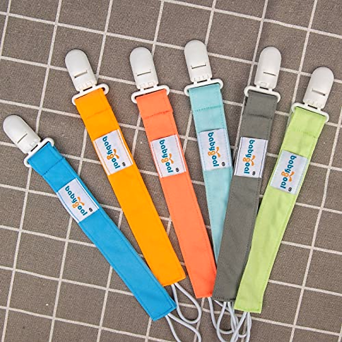 Babygoal Neutral Pacifier Clips, 6 Pack Binky Paci Holder and Leash for Boys and Girls Fits for Most Pacifier, Binkie Styles & Baby Teethers & Toys and Gift 6PS10