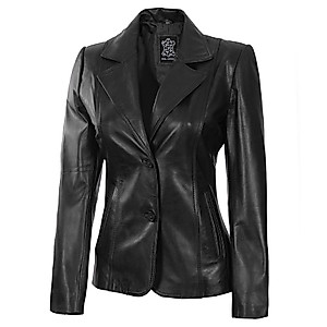 Blingsoul Women's Black Leather Jacket | [1302975] Surrey Black, XL
