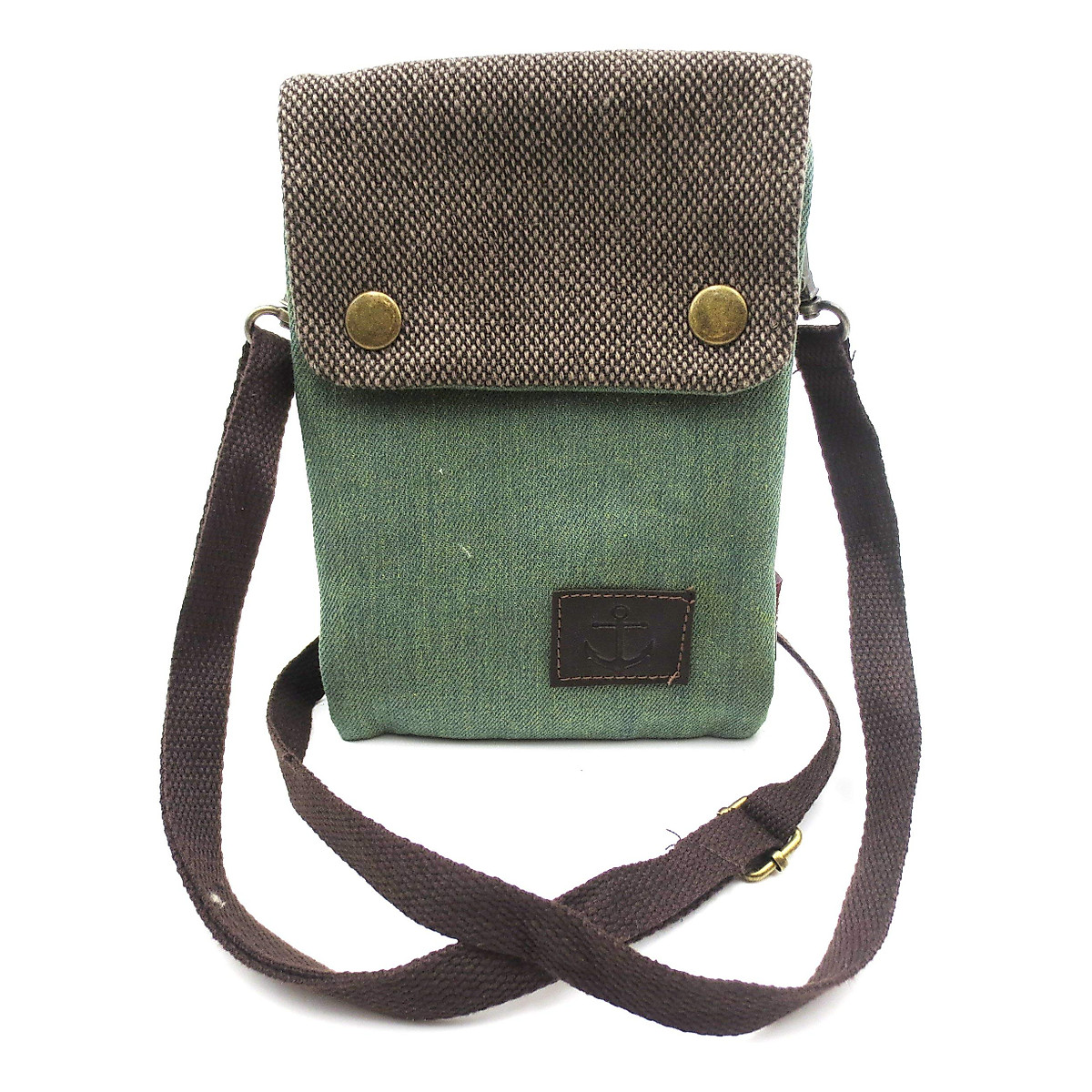 Cute Small Mini Double Pockets Crossbody Shoulder Messenger Bag Cell Phone Pouch Travel Purse Wallet Green