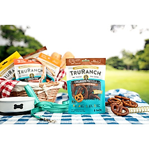TRURANCH Collagen Pretzels, Bully, Healthy Joint Support Dog Treat, Rawhide Alternative, Skin & Coat Health, 1 Bag, 8 Count