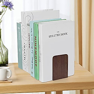 (Bundle of 2 Sets) MaxGear Book Ends Universal Premium Bookends for Shelves, Non-Skid Bookend, Heavy Duty Wood Book End, Book Stopper for Books/Movies/CDs/Video Games