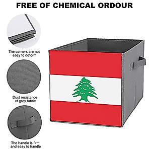 Flag of Lebanon Large Cubes Storage Bins Collapsible Canvas Storage Box Closet Organizers for Shelves