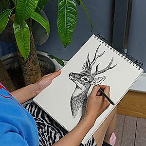 9 x 12 inches Sketch Book, Top Spiral Bound Sketch Pad, 1 Pack 100-Sheets (68lb/100gsm), Acid Free Art Sketchbook Artistic Drawing Painting Writing Paper for Kids Adults Beginners Artists
