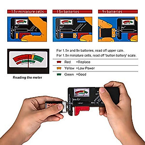 Pgzsy 2 Pack Battery Tester, Universal Battery Checker for AA / AAA / C / D / 9V / 1.5V Button Cell Batteries