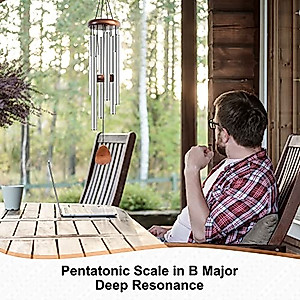 Large Aluminium Wind Chimes 37 Inches to Create a Zen Atmosphere Suitable for Outdoor, Garden, Patio Decoration. Classic Wind Chimes with Wind Catcher Suitable as A Gift for Unisex(Silver)