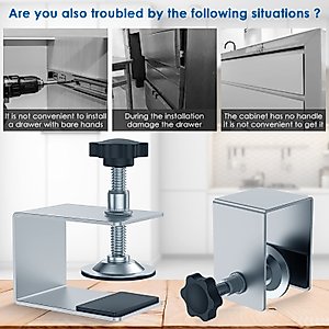 2 Pcs Drawer Front Installation Clamps,Drawer Fixing Clips,Adjustable Stable Furniture Woodworking Jig cabinet installation tools Front Drawer Woodworking Clamps Drawer Jig for Tables Desk Mount