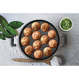 G&D 12 Pit Appam Maker Stainless Steel Lid Paniyaram Pan Appam Patra Paniyarakkal Tawa Nonstick Appam Baking Tray Takoyaki Pan Aebleskiver / Ebelskiver Pan