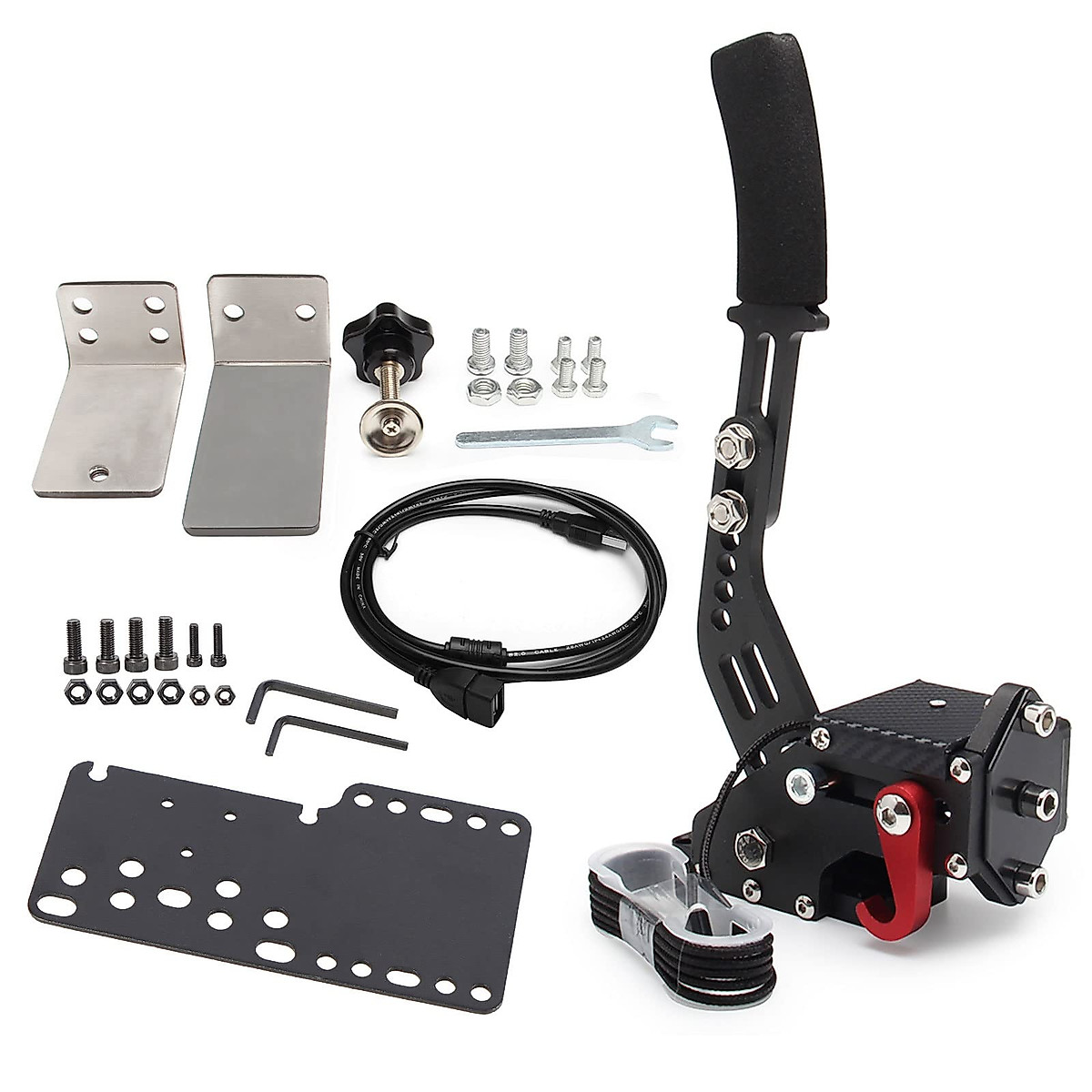 YESHMA 64 Bit USB Handbrake PC Handbrake & Non-Contact Plus Hall Sensor Compatible With G25/27/29/920 T500 T300,Professional Gaming Peripherals using for Racing Games(With Clamp and Plate)