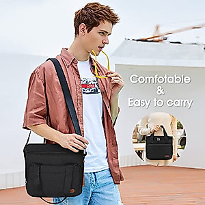 Dakuly Insulated Lunch Bag for Men Reusable Lunch Box for Men Women Lunchbox for Work Office Picnic 12-Can (10L) Leakproof Lunch Cooler Bag for Adults with Adjustable Shoulder Strap, Black