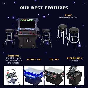 Creative Outdoor Distributor Arcades Full Size Commercial Grade Cocktail Arcade Machine | 2 Player, 1162 Games Kid, 26" LCD Lifting Screen | 3 Sided | 4 Sanwa Joysticks |Trackball | 2 Stools Included